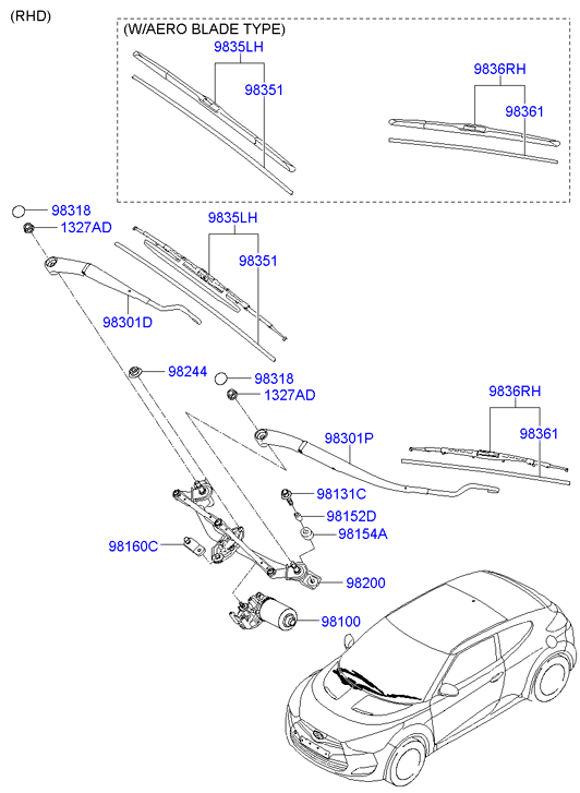 Заглушка поводка стеклоочистителя 983804H050 HYUNDAI/KIA/MOBIS | MOBIS ...